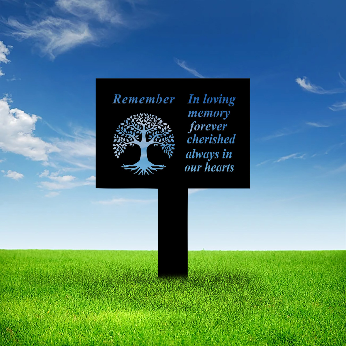 Custom Remember text tree of Life Metal Memorial Stake, Grave Marker ...