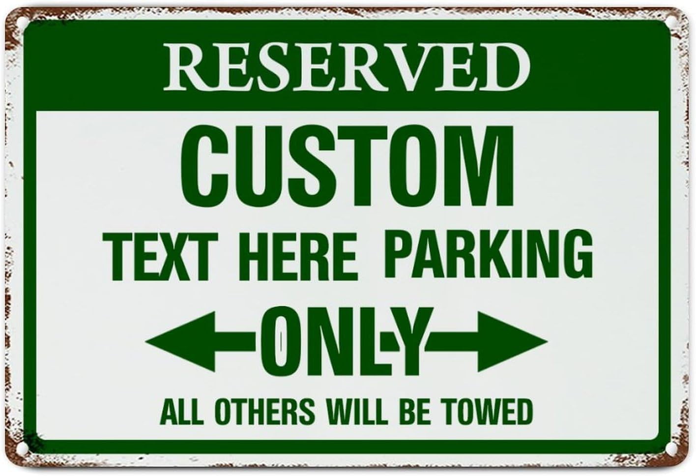 Custom Reserved for Parking Only Warning Metal Sign for Inside Outside ...
