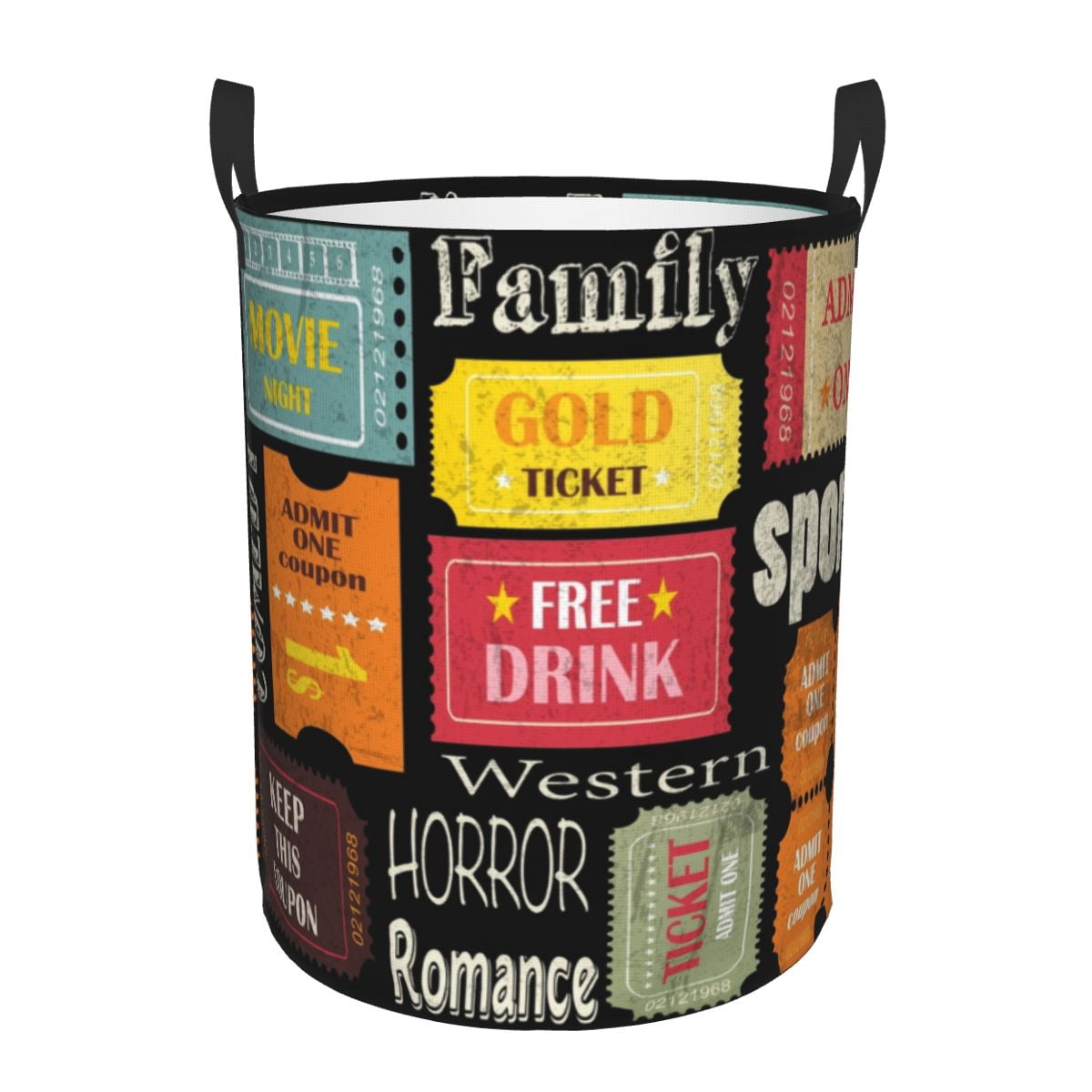 Custom Retro Theater Movies Night Laundry Basket Foldable Large Clothes ...