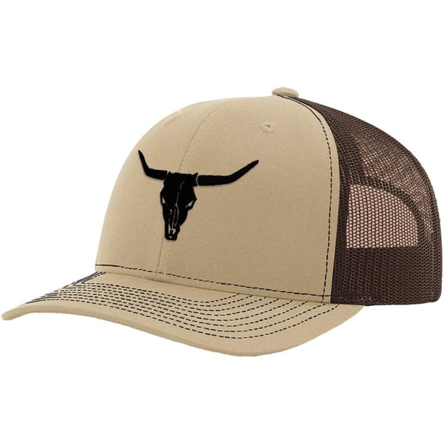 Custom Richardson Trucker Hat Cow Skull A Embroidery Polyester Baseball ...