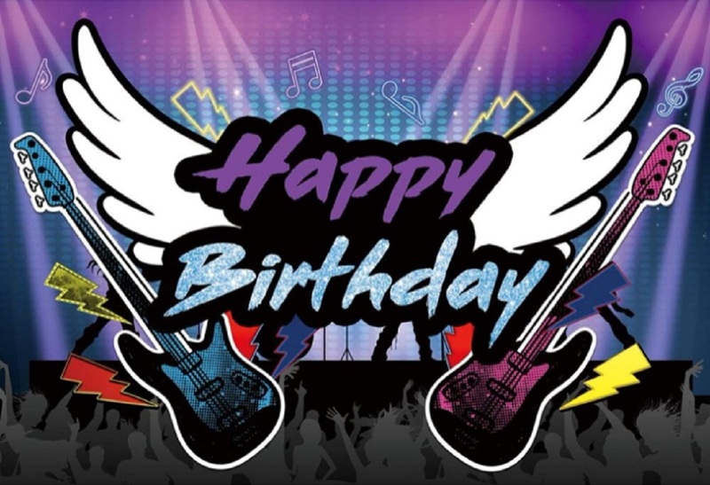 Custom Rock And Roll Birthday Photography Backdrop Rock Star Guitar ...