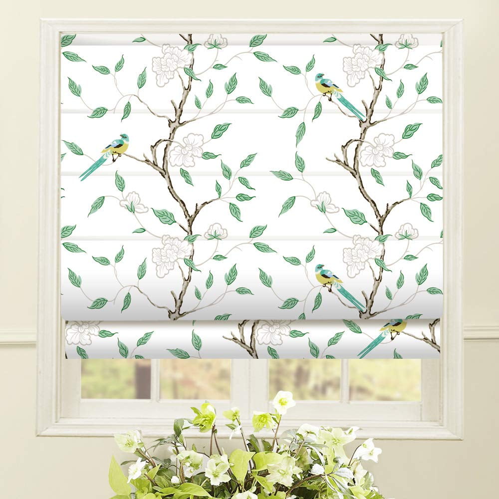 Custom Roman Shades, Floral Washable Fabric Blackout Cordless Roman ...