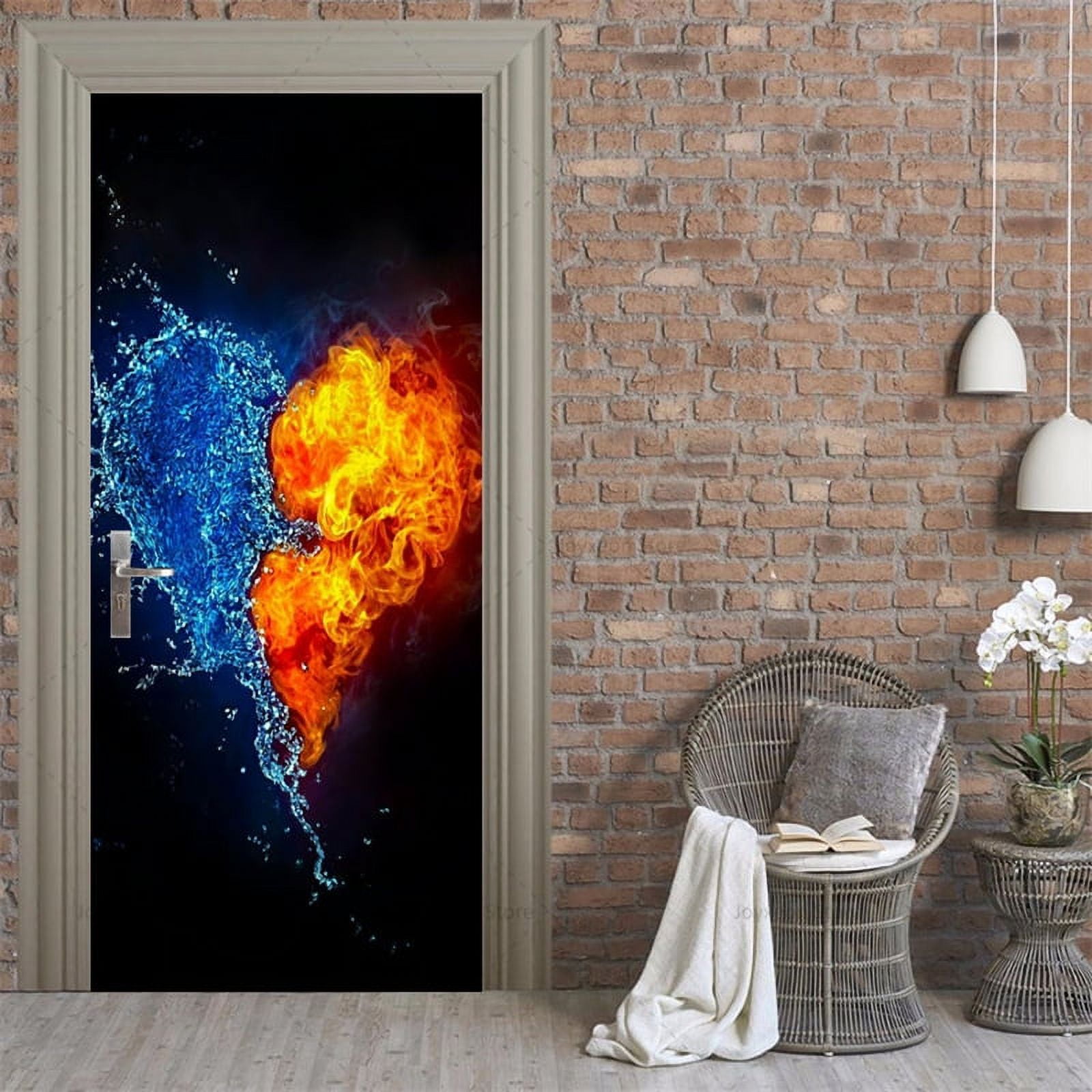 Custom Romantic 3D Rose Door Stickers Flower Waterproof Wallpaper PVC ...