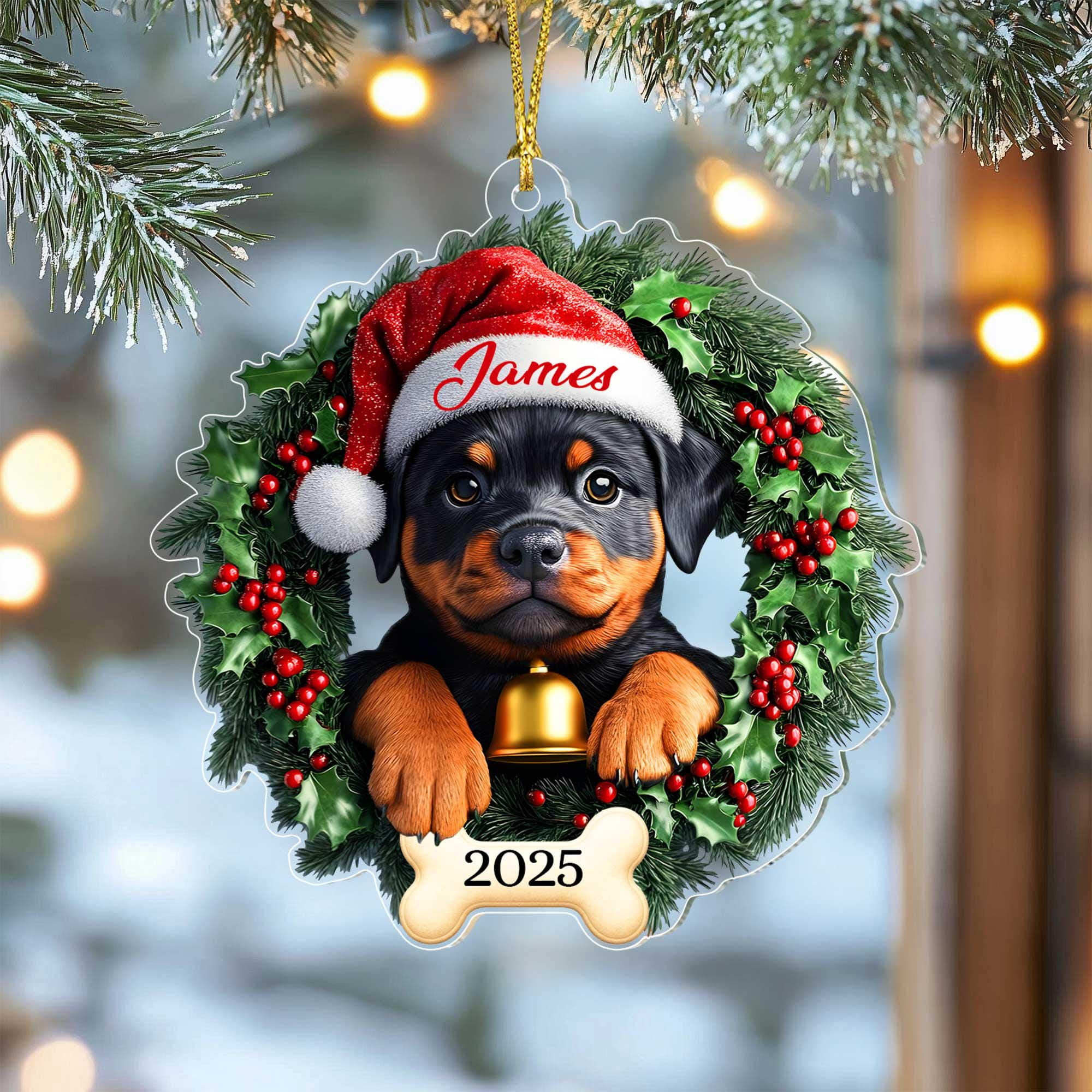 Custom Rottweiler Ornament for Dog Mom 2025, Personalized Pet Christmas ...