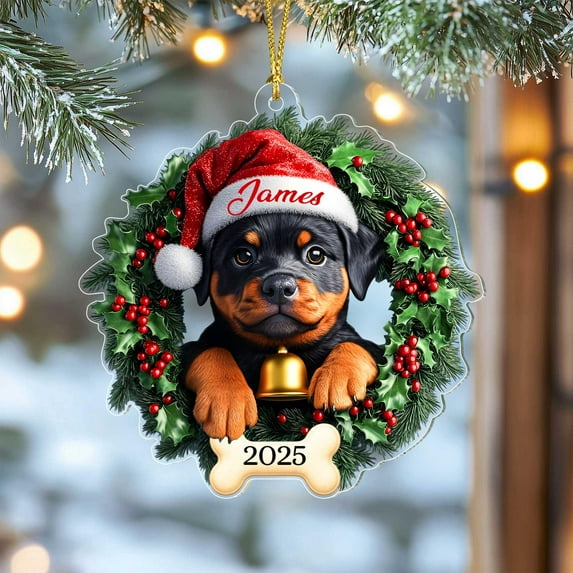 Custom Rottweiler Ornament for Dog Mom 2025, Personalized Pet Christmas ...