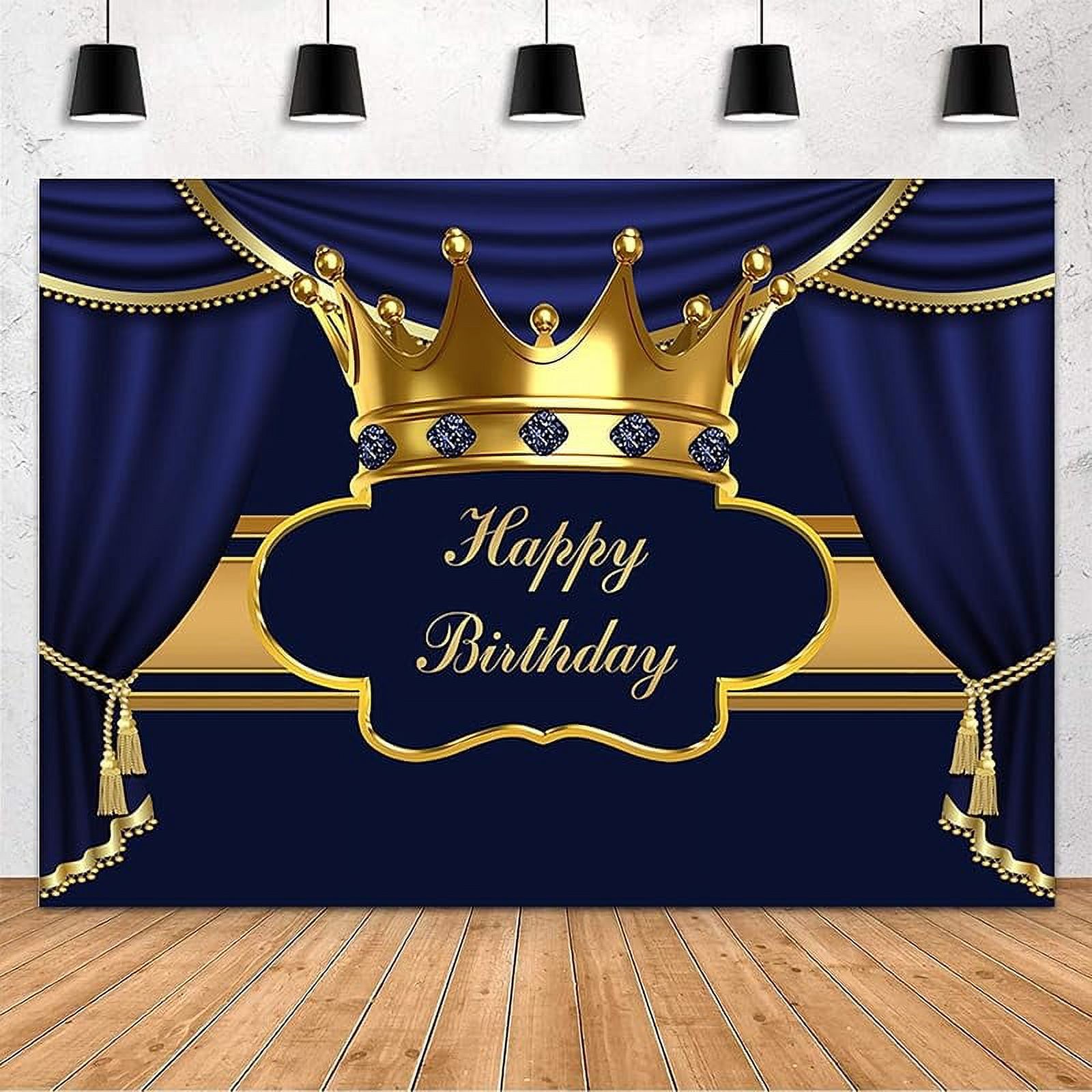 Custom Royal Black and Golden Curtain Birthday Party Decoration ...
