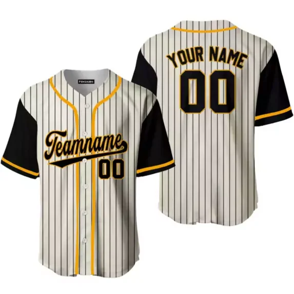 Custom Royal Cream Pinstripe Black Yellow Raglan Sleeves Baseball ...