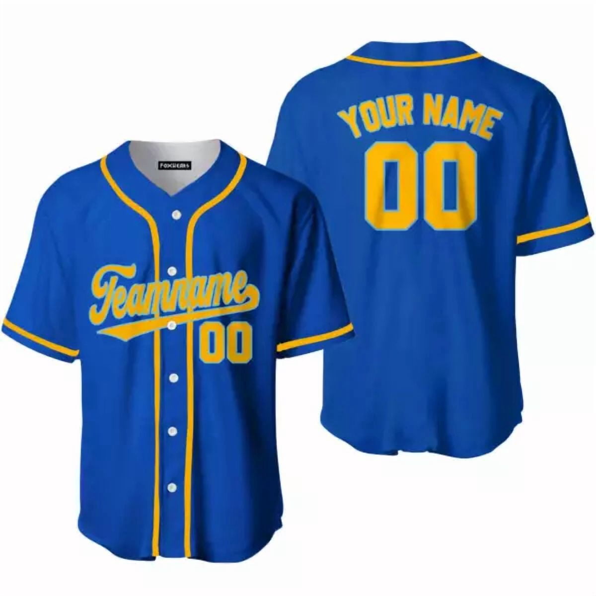 Custom Royal Gold Frisky Blue Custom Baseball Jerseys For Men & Women ...