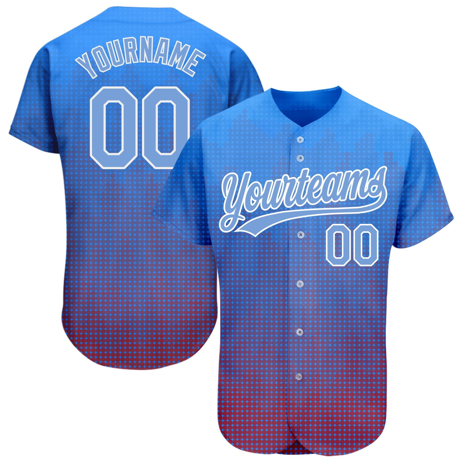 Custom Royal Light Blue-Red 3D Pattern Design Authentic Baseball Jersey ...