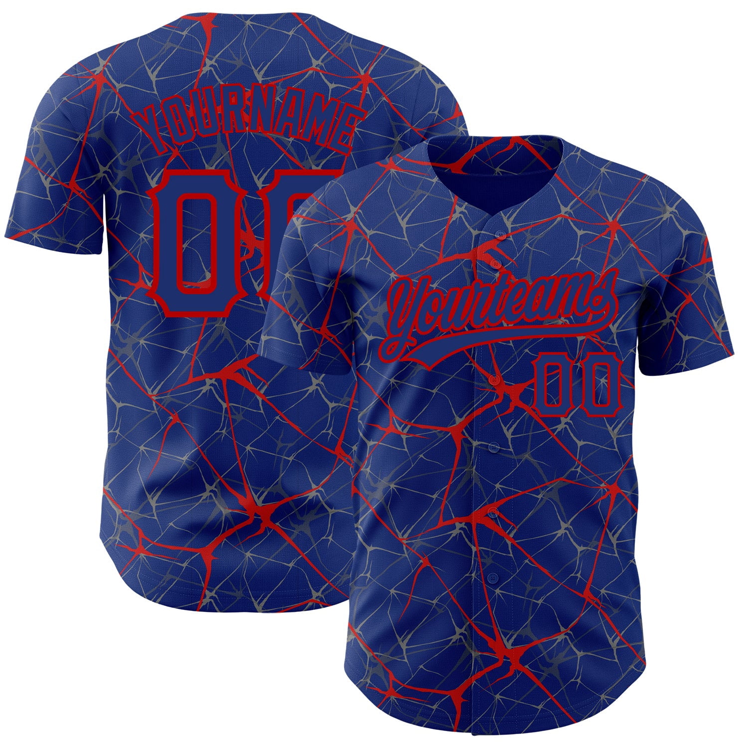 Custom Royal Red 3D Pattern Design Abstract Network Authentic Baseball ...
