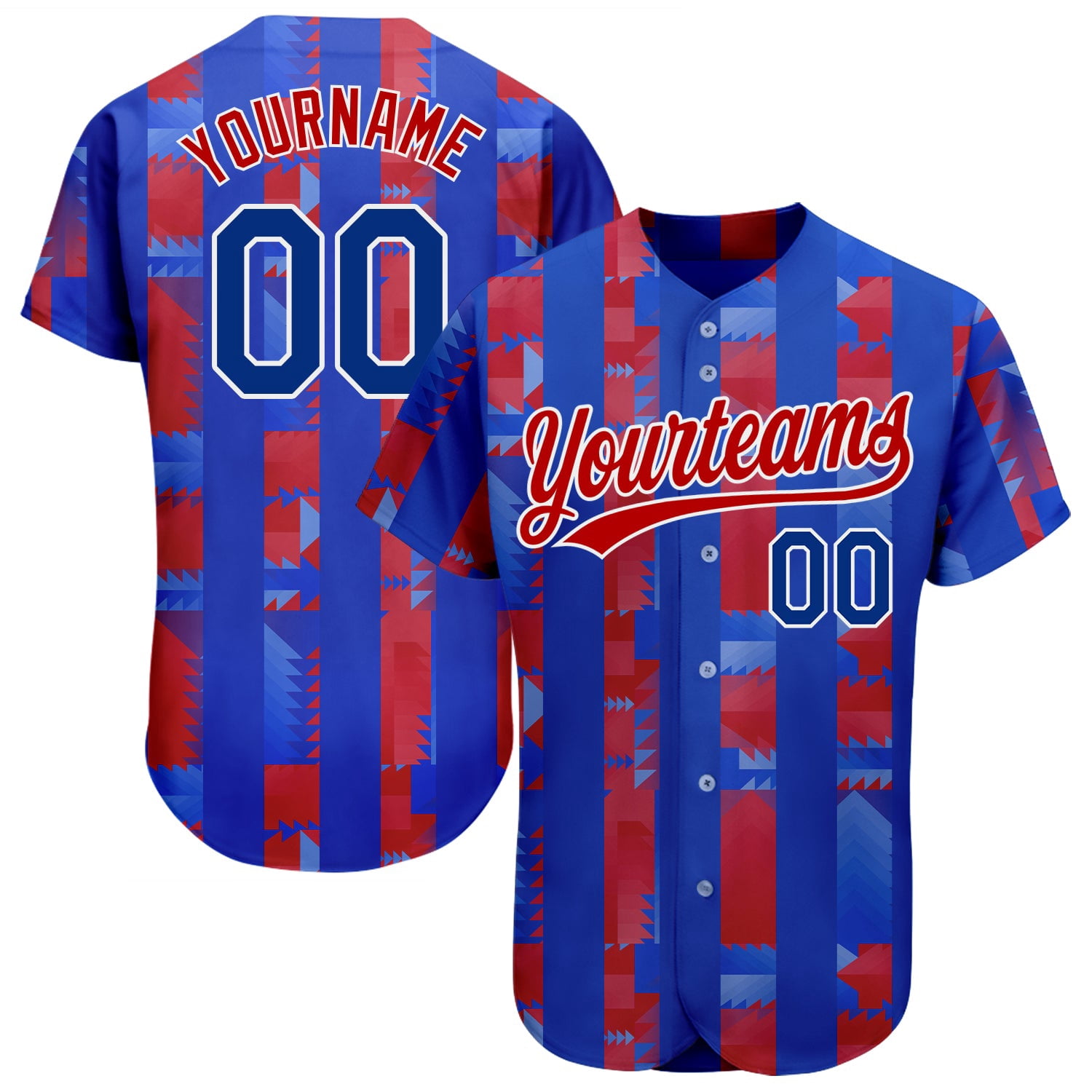 Custom Royal Royal-Red 3D Pattern Design Authentic Baseball Jersey ...