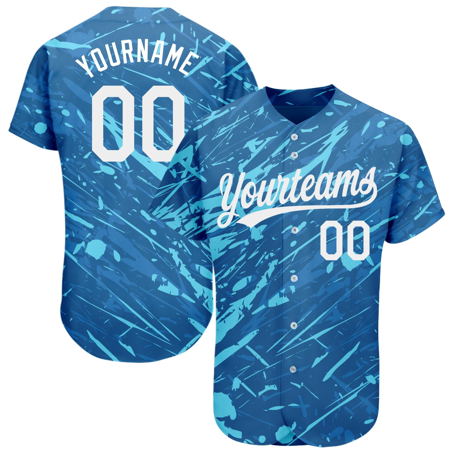 Custom Royal White-Light Blue 3D Pattern Design Authentic Baseball ...