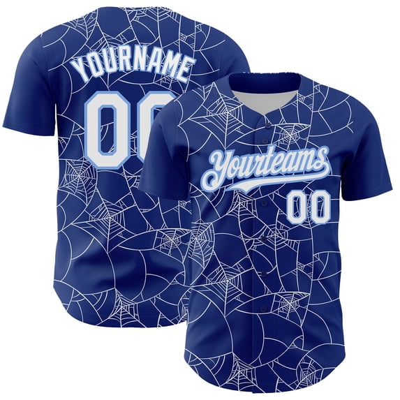 Custom Royal White-Light Blue 3D Pattern Design Spider Web Authentic ...