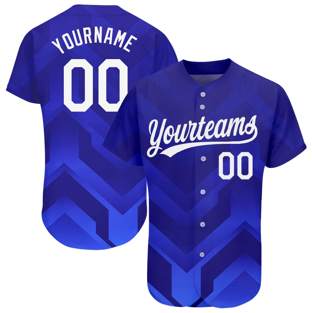 Custom Royal White-Navy 3D Pattern Design Authentic Baseball Jersey ...