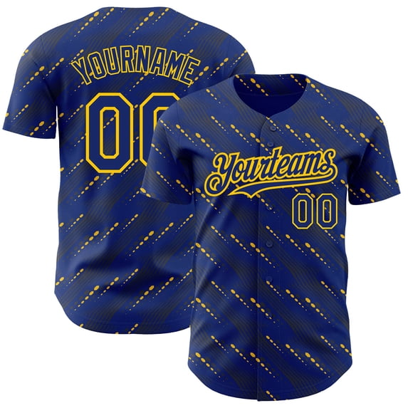 Custom Royal Yellow 3D Pattern Design Slant Lines Authentic Baseball ...