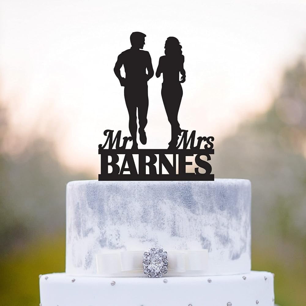 Custom Runners Wedding Mr and Mrs Cake Topper, Runner Wedding Last Name ...