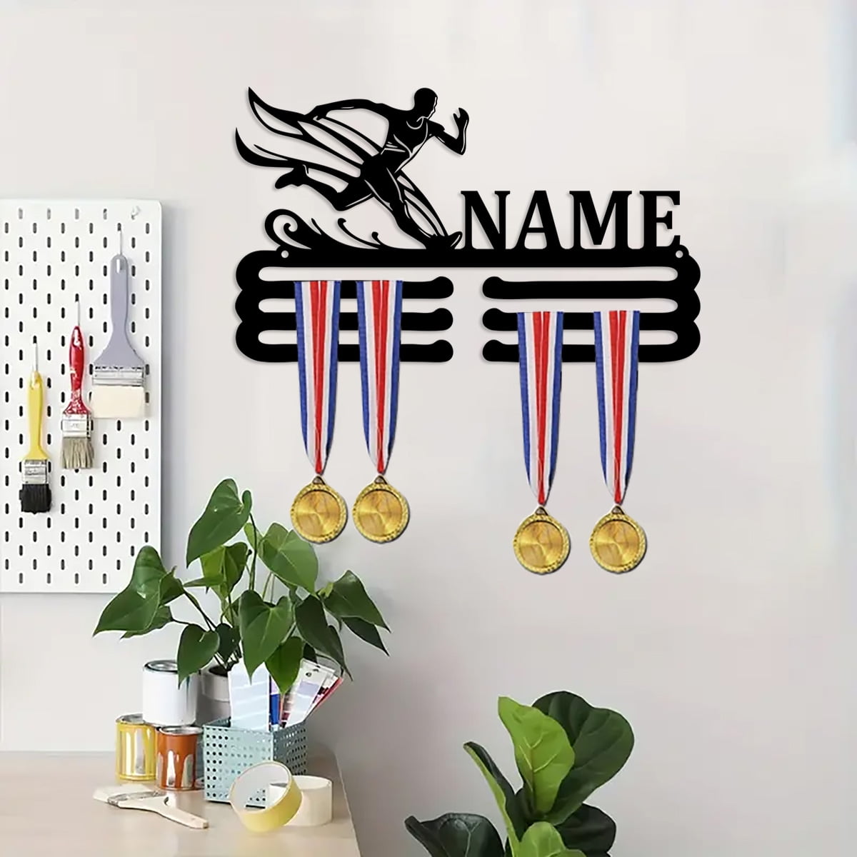 Custom Running Medal Hanger Dad Gift, Runner Medal Holder Display Rack ...