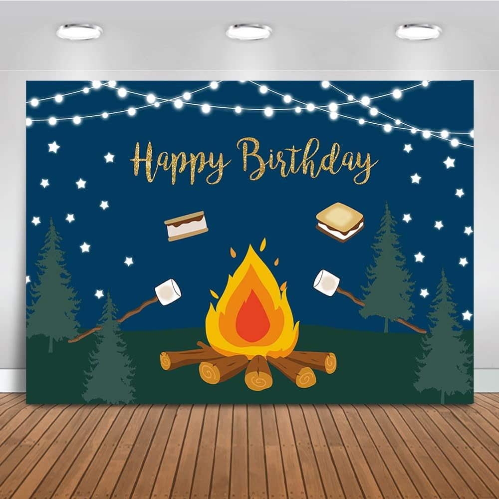 Custom S'mores Birthday Party Backdrop Camping Night Bonfire Birthday ...