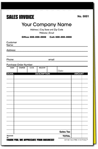 Custom Sales Invoice Personalized Duplicate Carbonless Form with Your ...