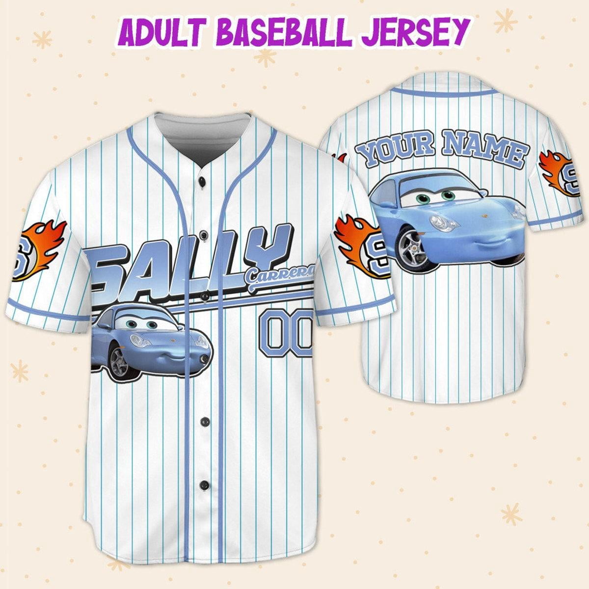Custom Sally Blue Cars Personalized Disney Baseball Jersey ...