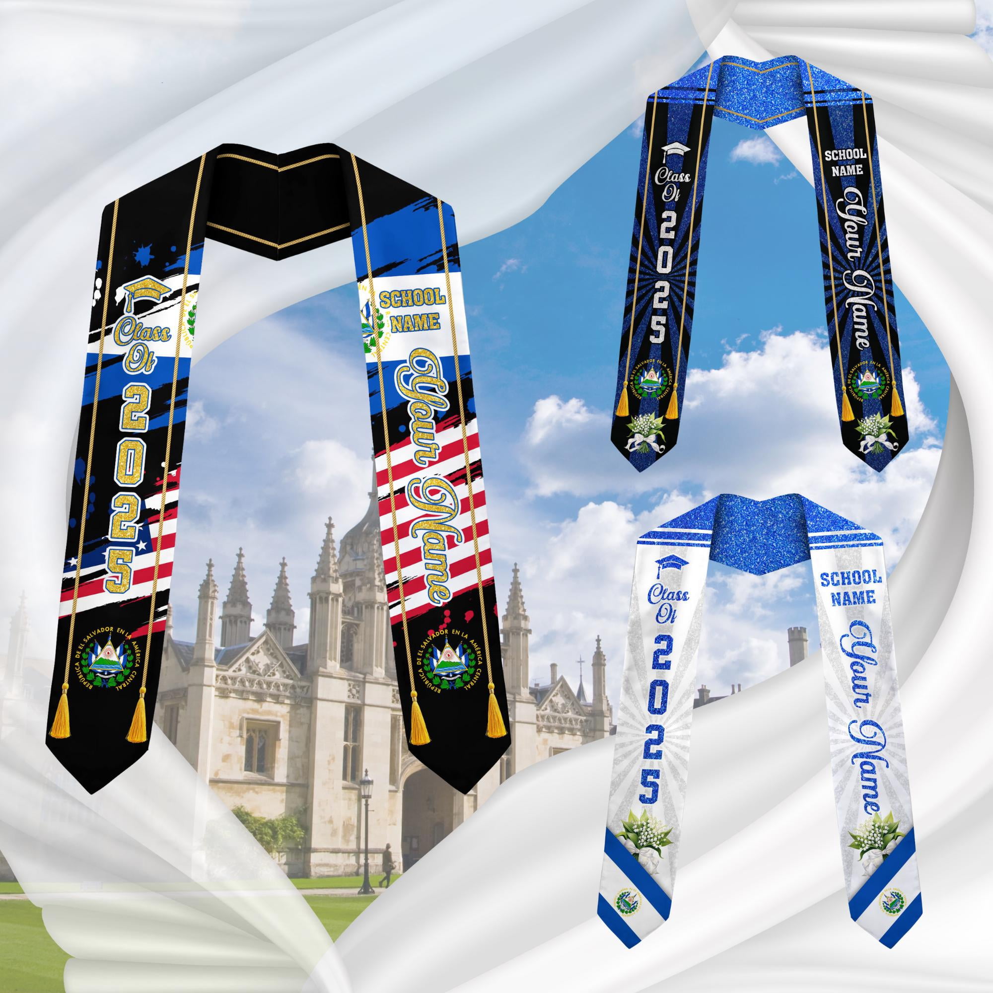 Custom Salvadorans Graduation Sash 2025, El Salvador Graduation Stole ...
