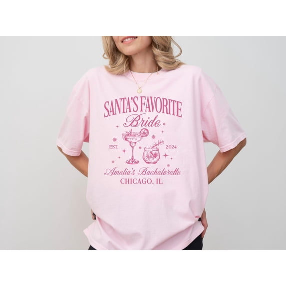 Custom Santaamp39s Favorite Bride Shirt Christmas Bachelorette Party ...