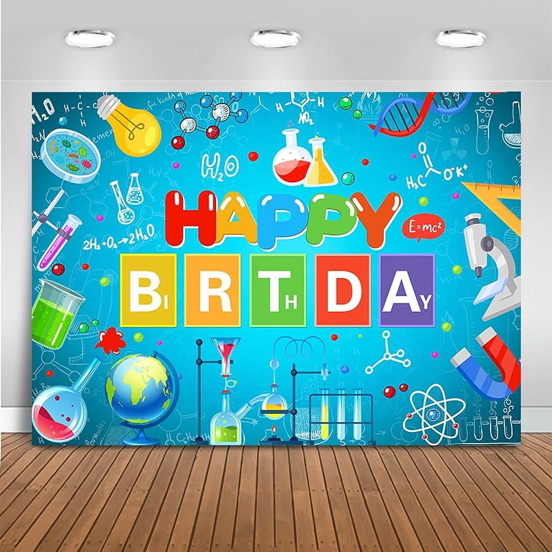 Custom Science Theme Birthday Backdrop Chemical Laboratory Mad ...