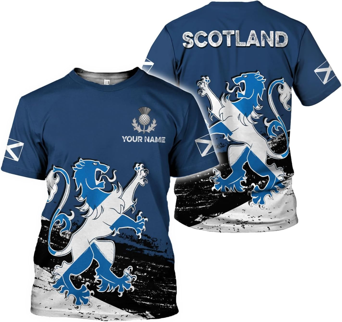 Custom Scotland Shirts for Men Scottish Rampant Lion Scotland Coat of Arms Banner T-Shirt Lion ...