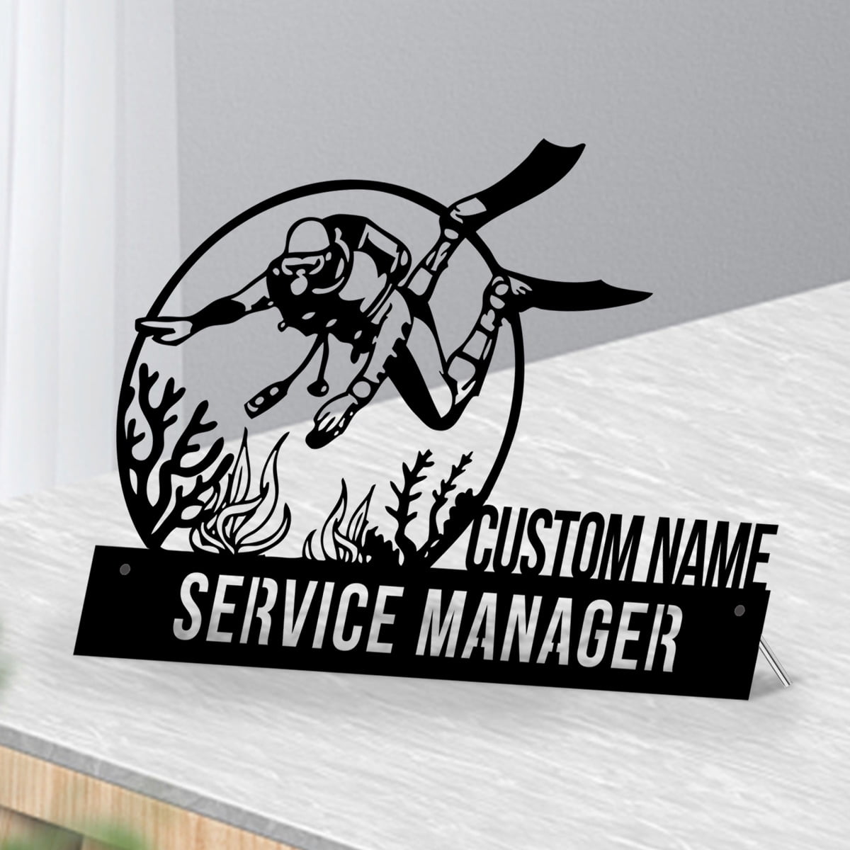 Custom Scuba Diving Desk Name Plate Wedge Personalized Scuba Diver ...