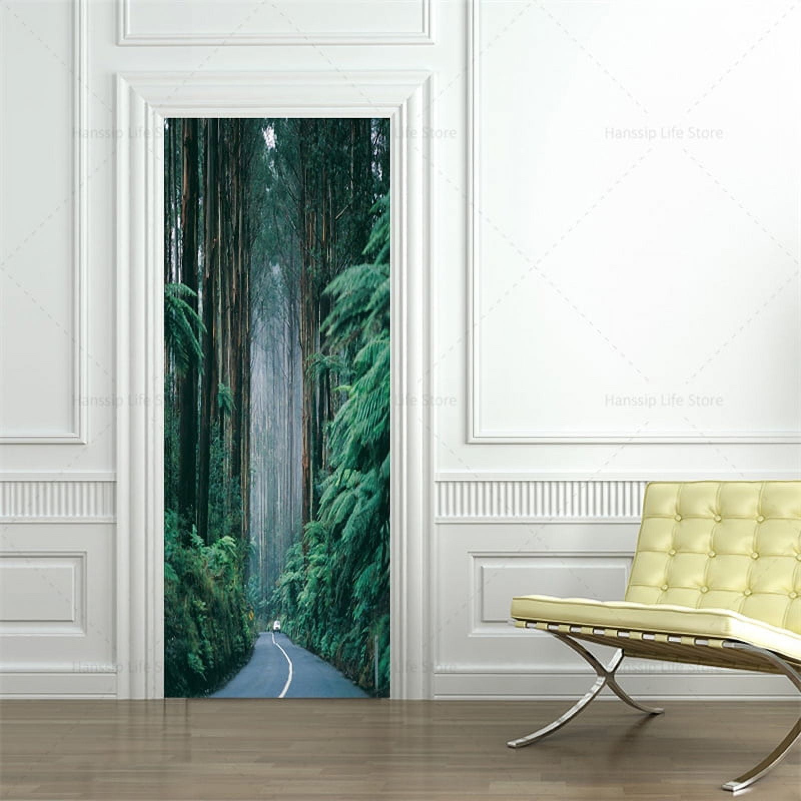 Custom Sea Scenery 3d Door Sticker Nature Green Plant Wallpaper PVC ...