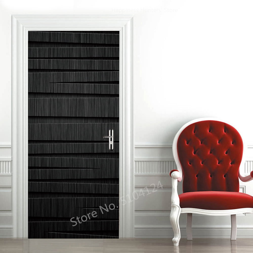 Custom Self Adhesive Vintage Wooden Door Sticker Wallpaper On The Door ...