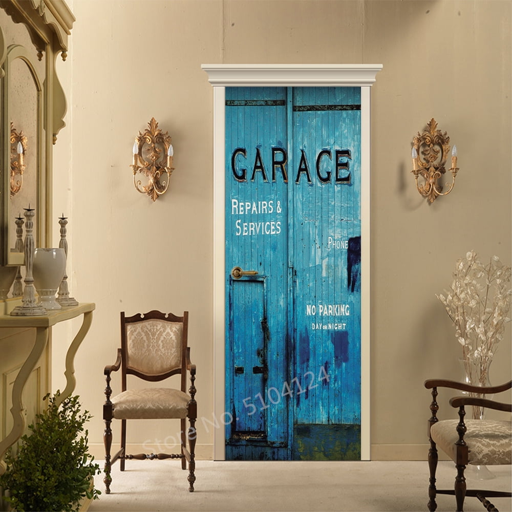 Custom Self Adhesive Vintage Wooden Door Sticker Wallpaper On The Door ...