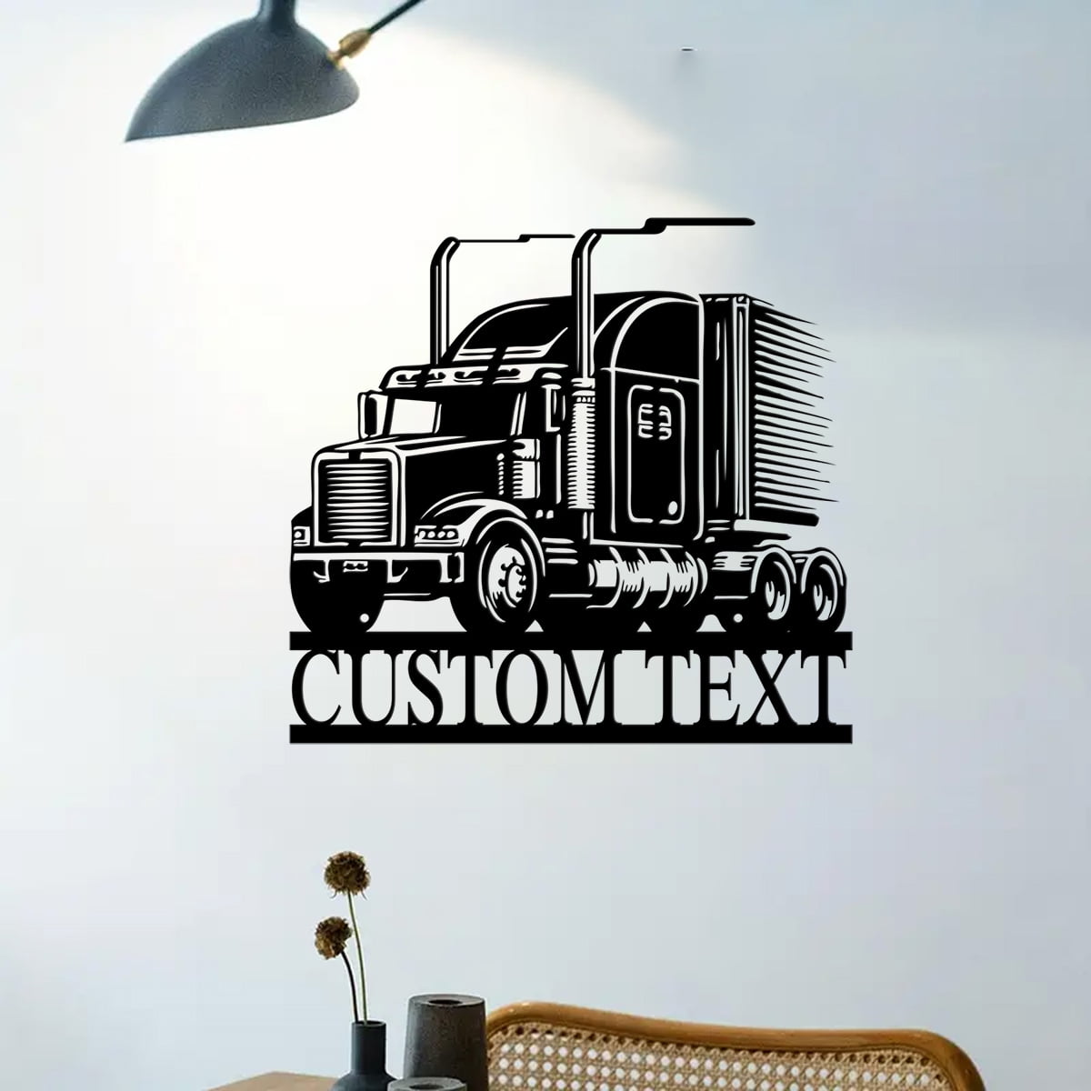 Custom Semi Truck Metal Wall Art, Personalized Trucker Name Sign Home ...