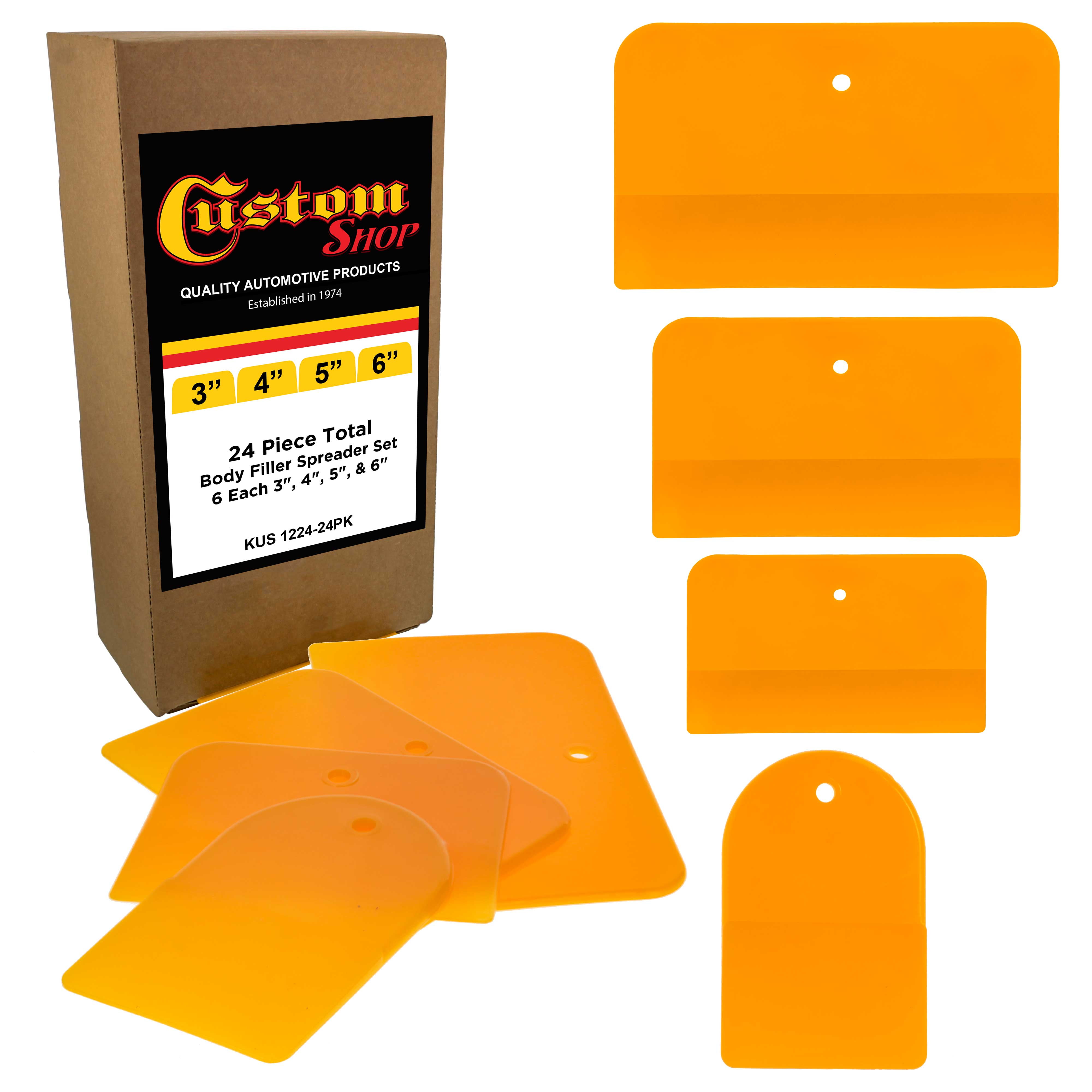 Custom Shop 24-Piece Body Filler Spreader Set, 6 Each 3", 4", 5", & 6 ...