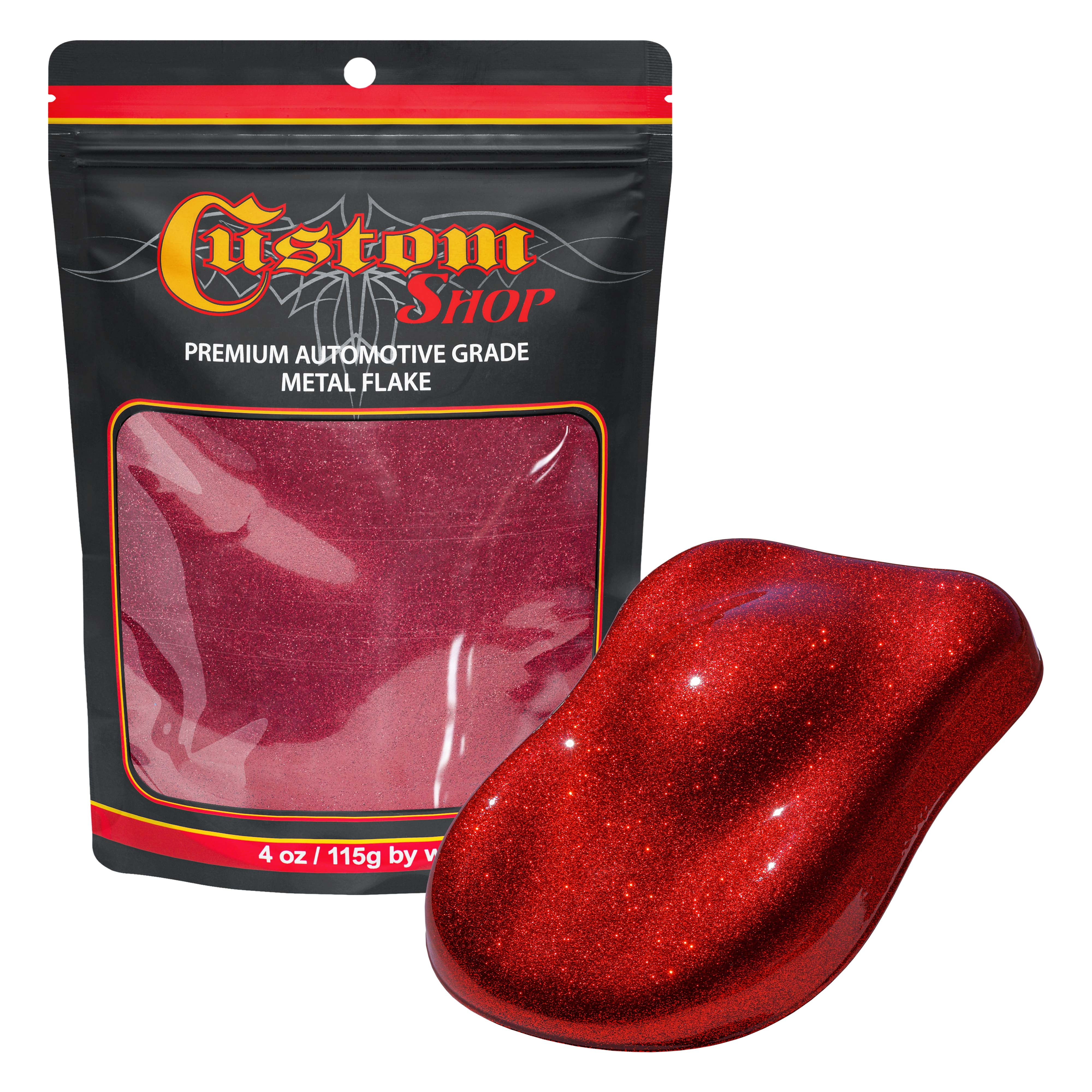 Custom Shop - Fire Red - 4-ounces of Medium Metal Flake .008" 200 ...