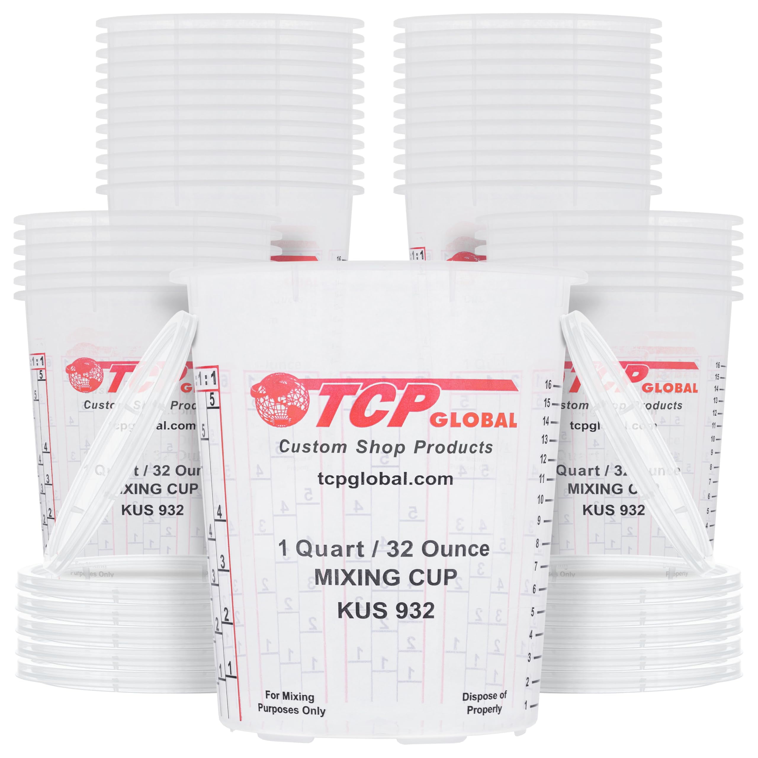 Custom Shop Paint Mixing Cups, 32-Ounce (36 Pack) - Plastic Measuring ...