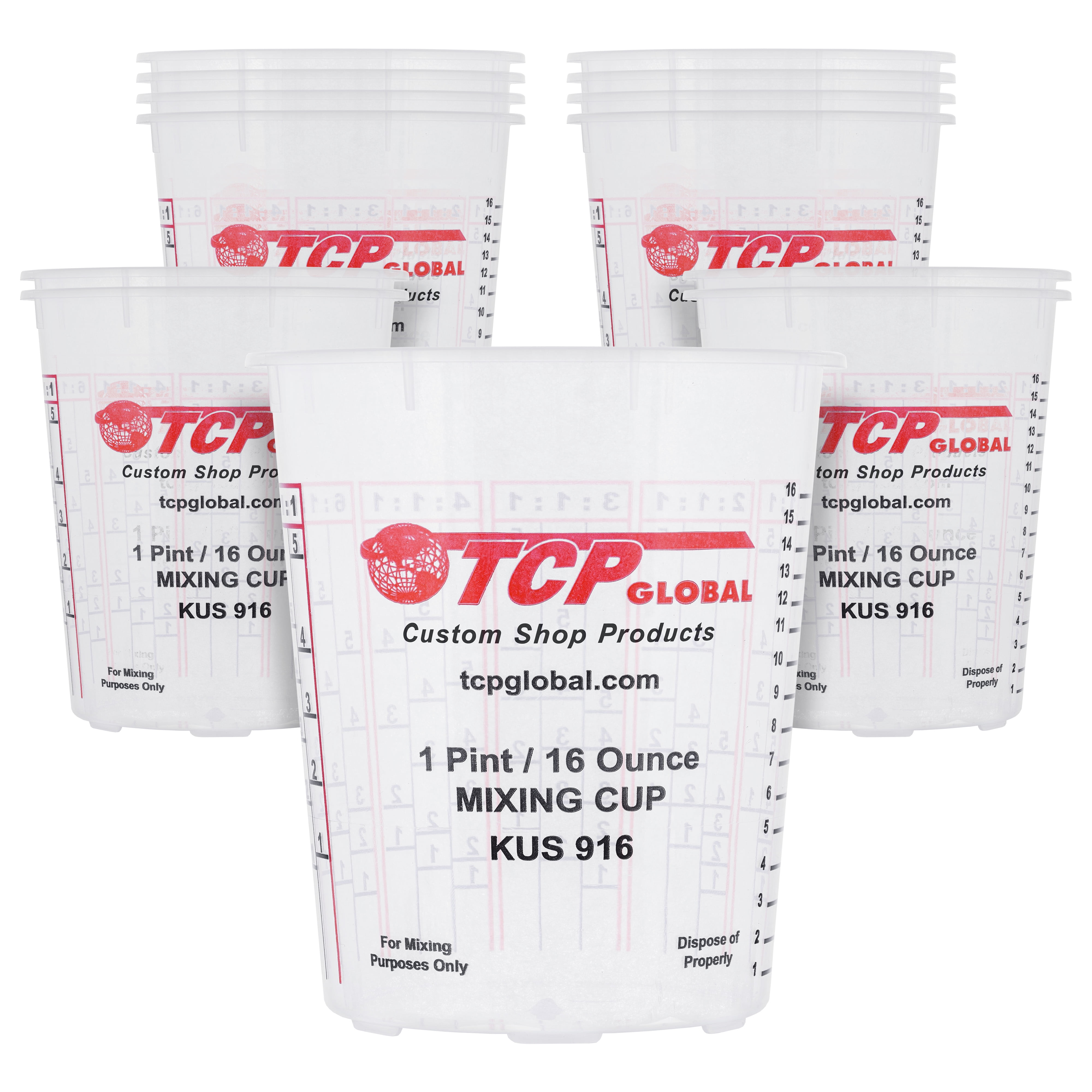 TCP Global Paint Mixing Cups Plastic 16 oz Graduated Measuring Cups for ...