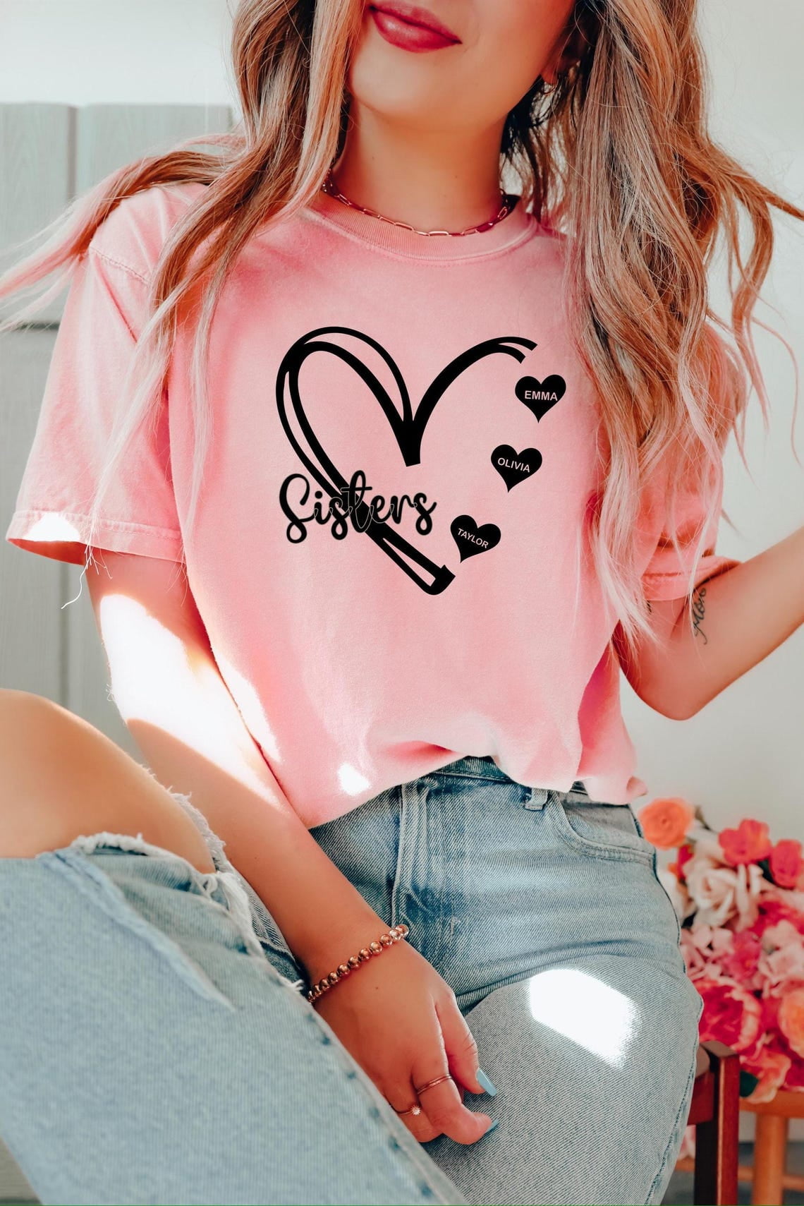 Custom Sisters Shirt, Sisters Names Gift Shirt, Personalized Siblings ...