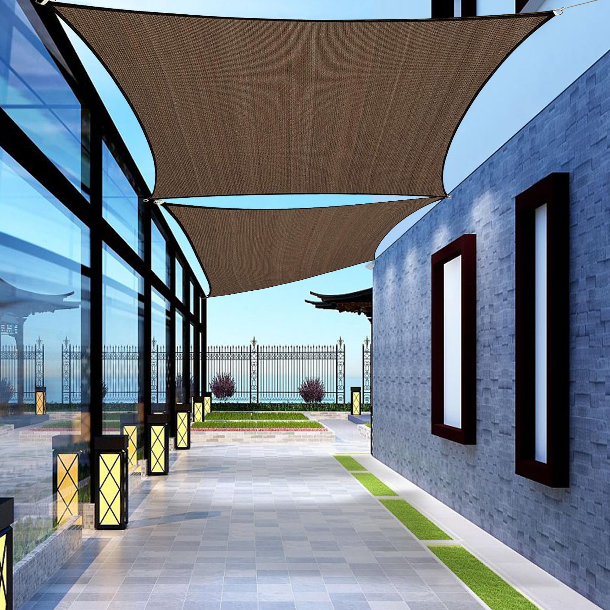 Custom Size 10' x 18' Brown Rectangle Sun Shade Sail Canopy Awning for ...