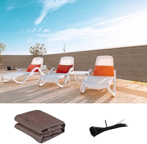 Custom Size 2'6''x17' Brown Balcony Privacy Screen,UV Block Privacy ...