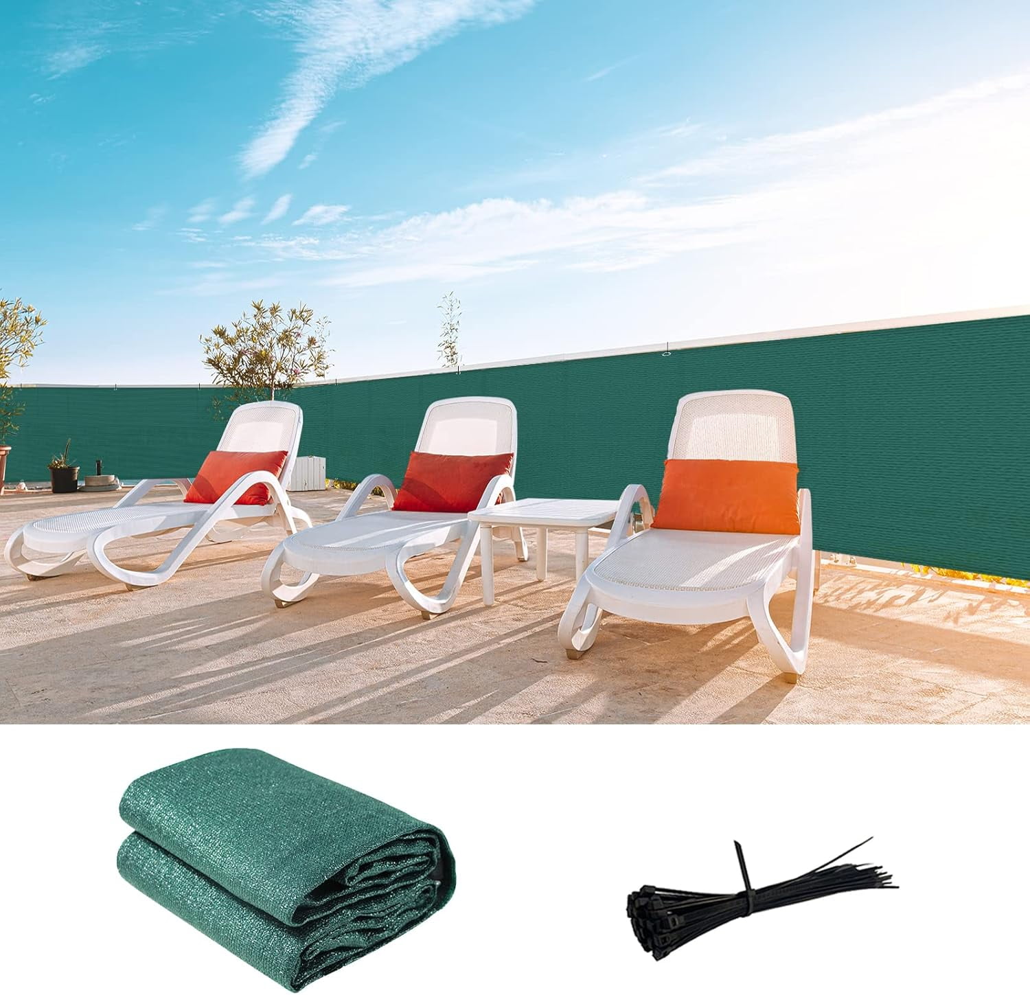 Custom Size 3'x25' Dark Green Balcony Privacy Screen,UV Block Privacy ...