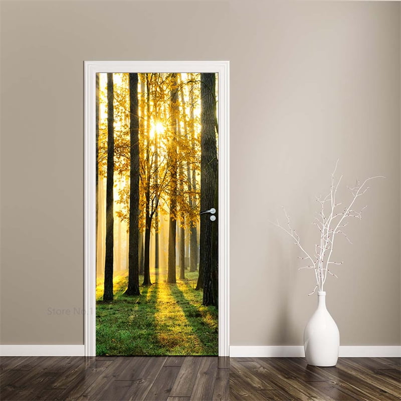 Custom Size 3D Door Sticker Adhesive Geometric Landscape Door Sticker ...