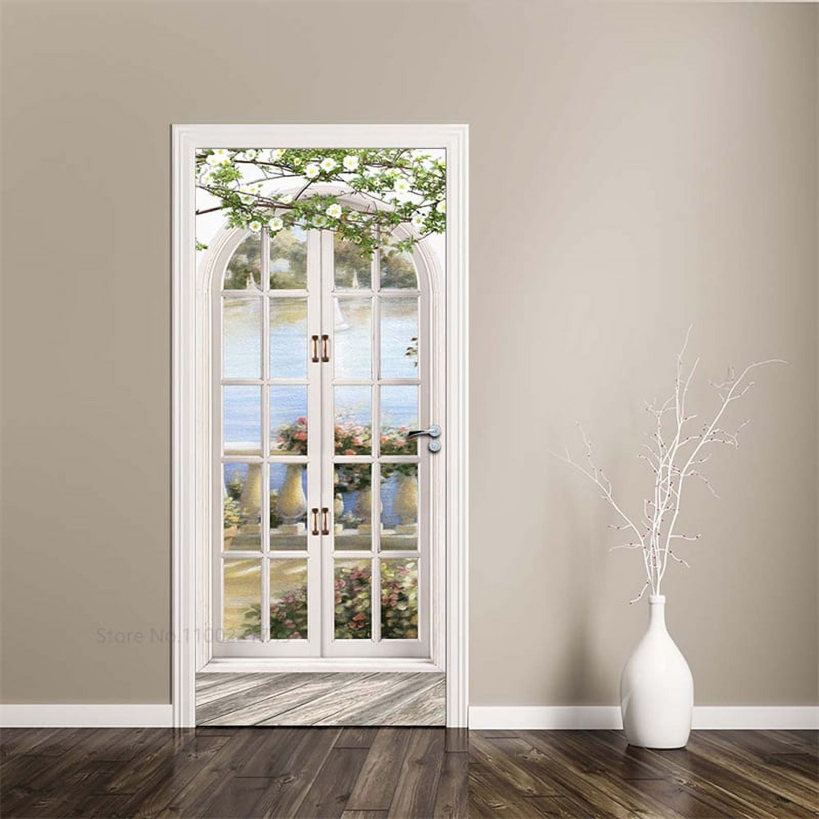Custom Size 3D Door Sticker Adhesive Geometric Landscape Door Sticker ...