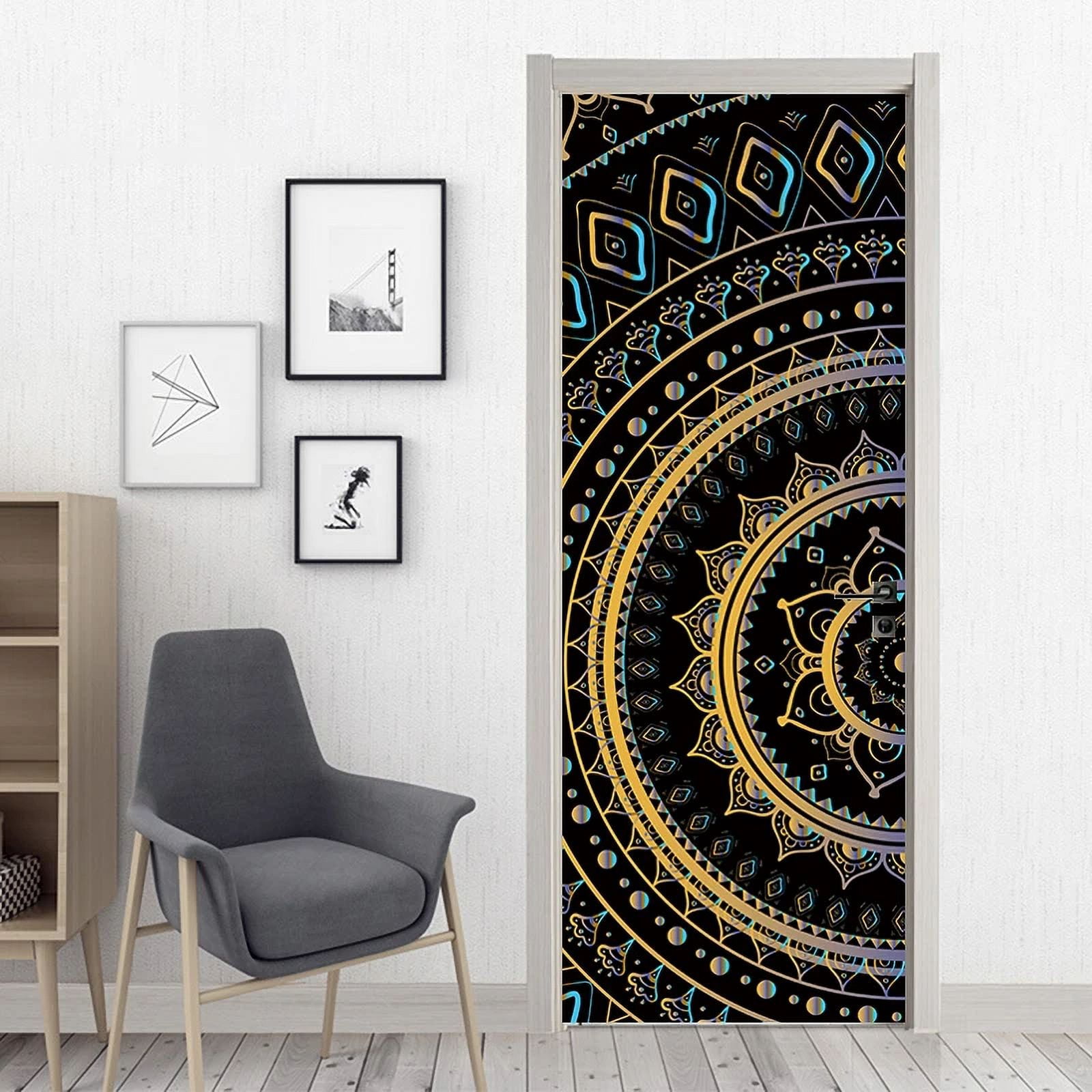 Custom Size 3D Geometric Door Stickers Self Adhesive Waterproof Modern ...