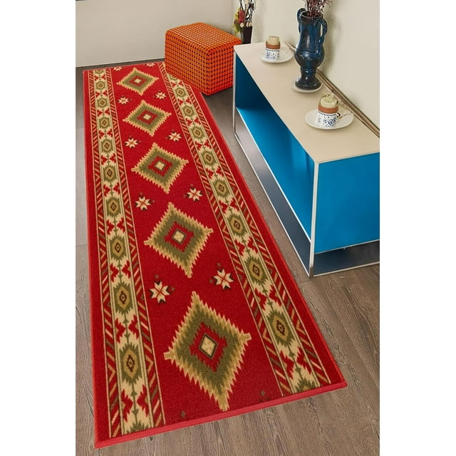 Custom Size Anti-Slip Antibacterial Washable Western Red Design Carpet ...