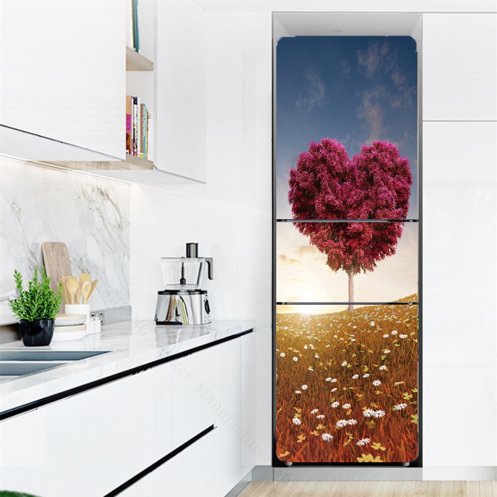 Custom Size Big Refrigerator Full Door Cover Decal Vinyl White Relief ...