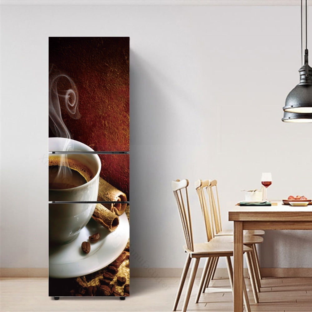 Custom Size Big Refrigerator Full Door Cover Decal Vinyl White Relief ...