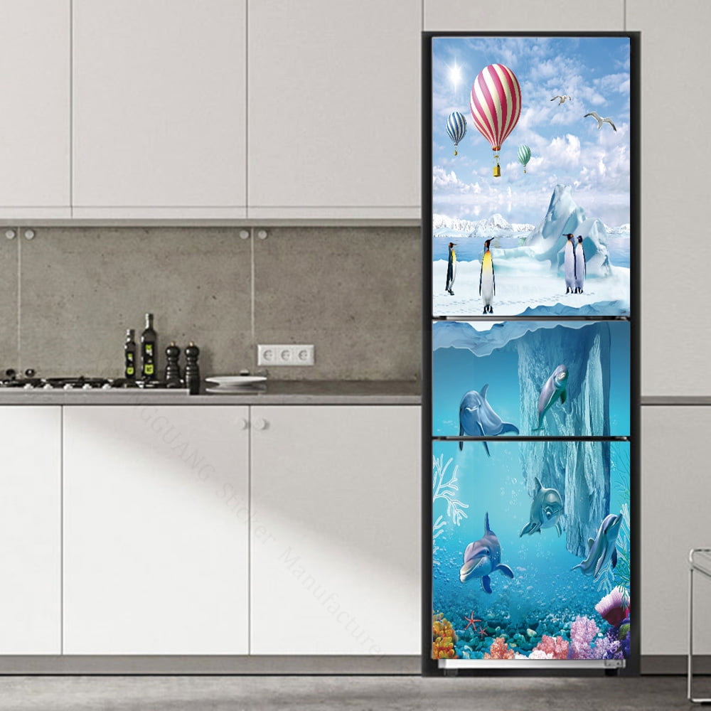 Custom Size Big Refrigerator Full Door Cover Decal Vinyl White Relief ...