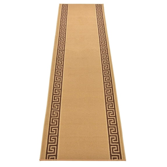 Custom Size Greek Key Meander Beige Roll Runner Rug 36 Inch Wide and ...
