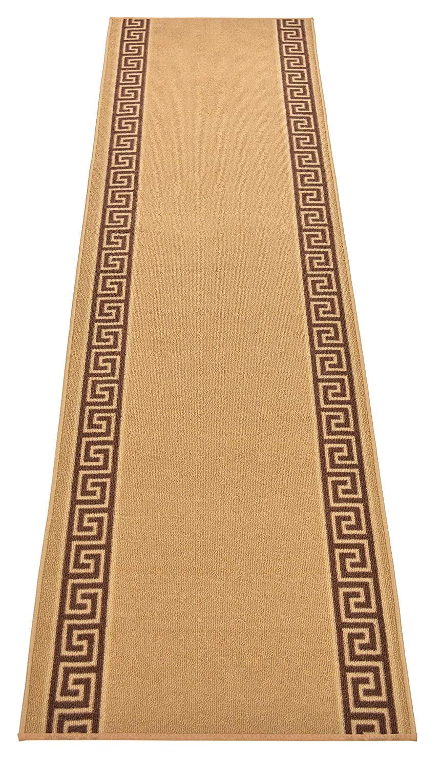 Custom Size Greek Key Meander Beige Roll Runner Rug 36 Inch Wide and ...